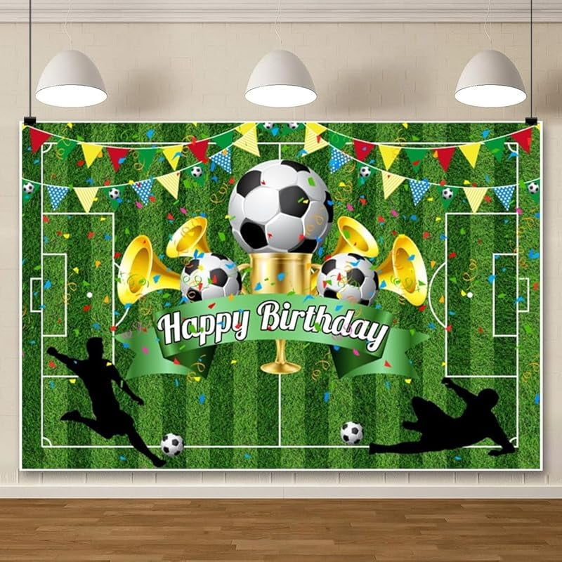 Soccer Theme Birthday Party Backdrop Soccer Happy Birthday Banner ...