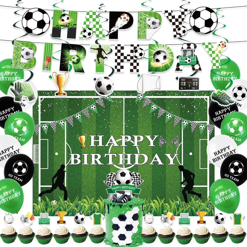 Soccer Themed Birthday Party Decorations, with Football Balloons Banner ...