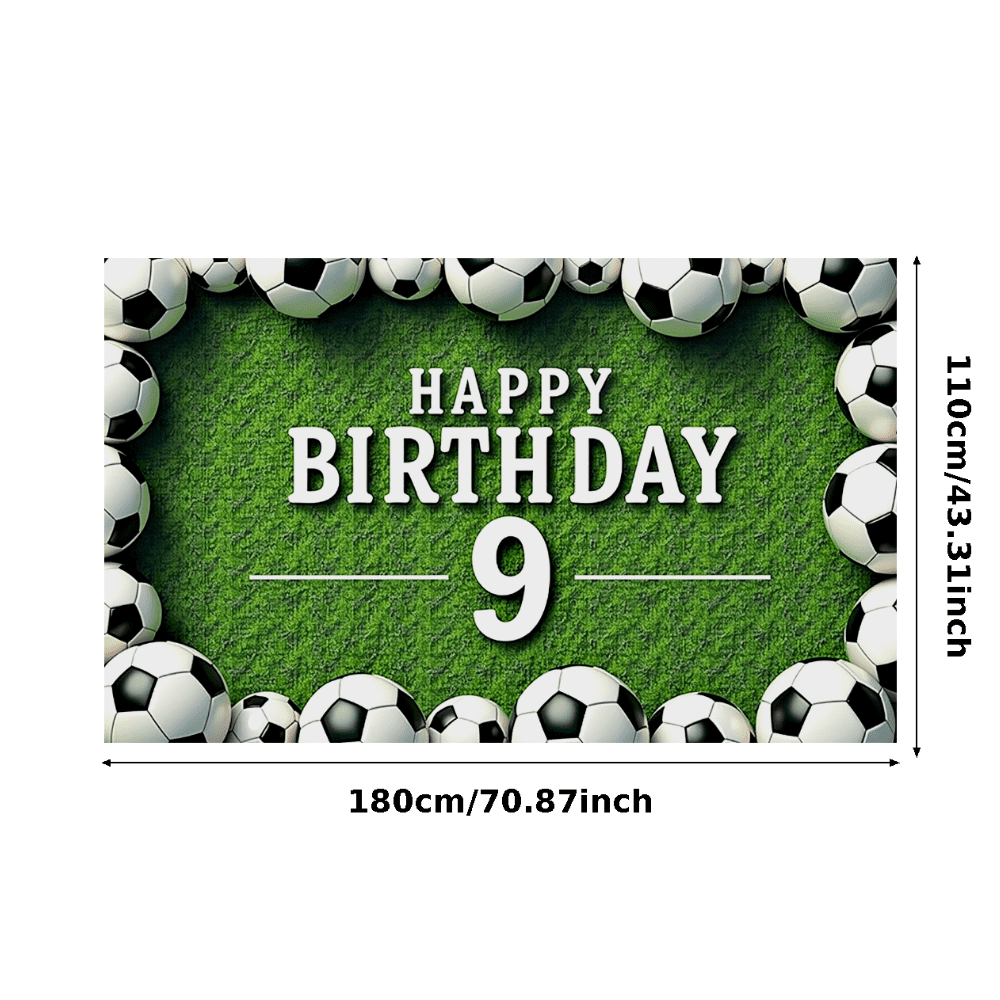 Soccer Themed Happy Birthday Banner 9th Birthday Party Background ...