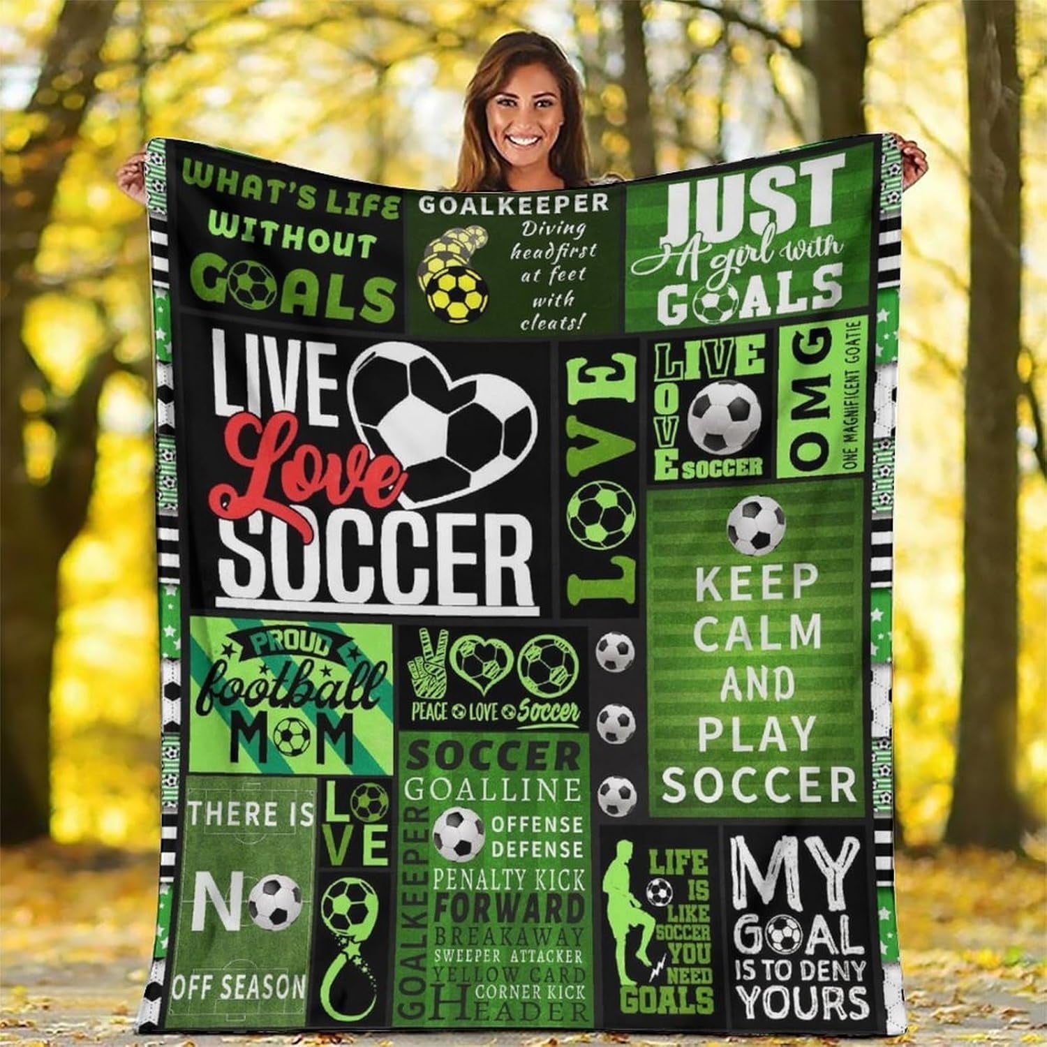 Soccer Throw Blanket for Couch Christmas Blanket Soft Fleece Cozy Plush ...