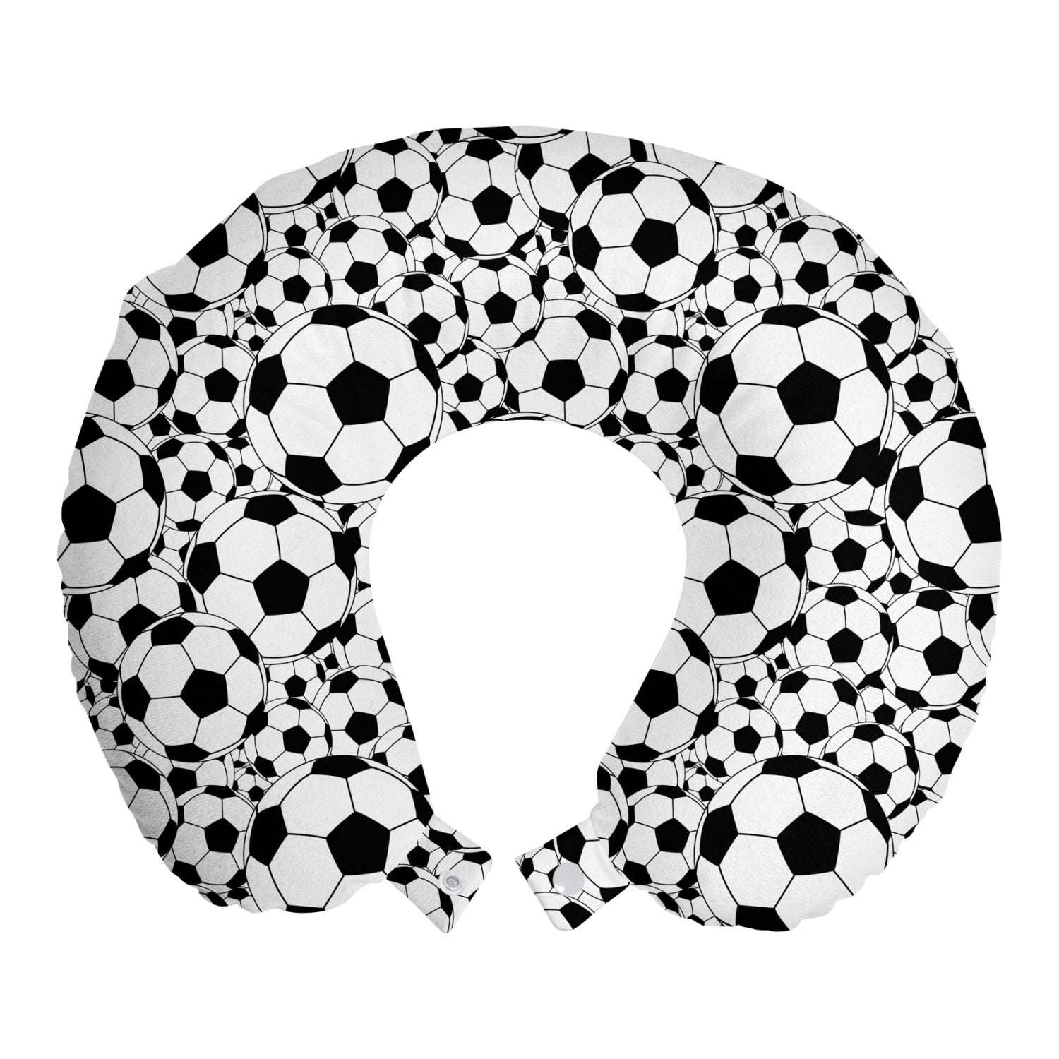 Soccer Travel Pillow Neck Rest, Monochrome Design Pattern of Classical ...