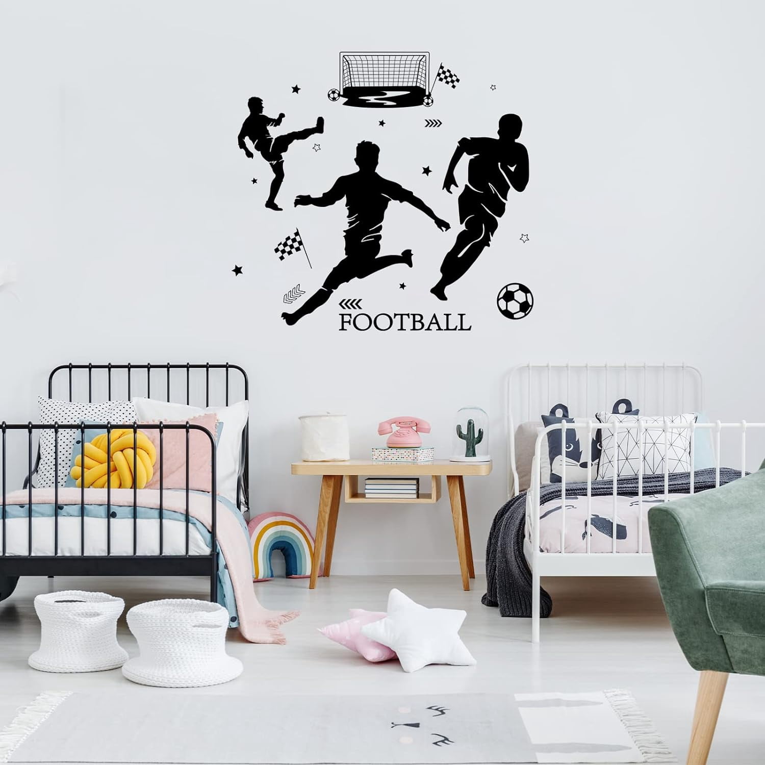 Soccer Wall Stickers Football Player Silhouette Wall Decals Vinyl Sport ...
