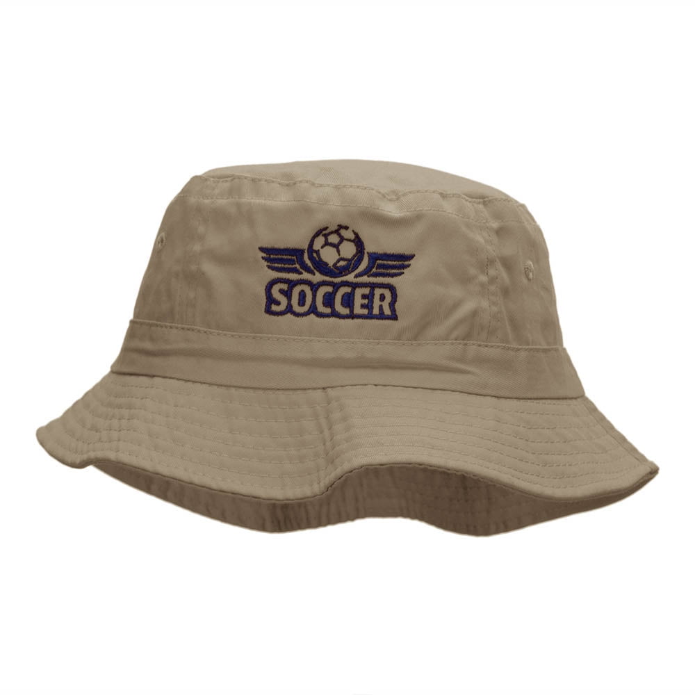 Soccer Wings Embroidered Bucket Hat - Khaki OSFM - Walmart.com