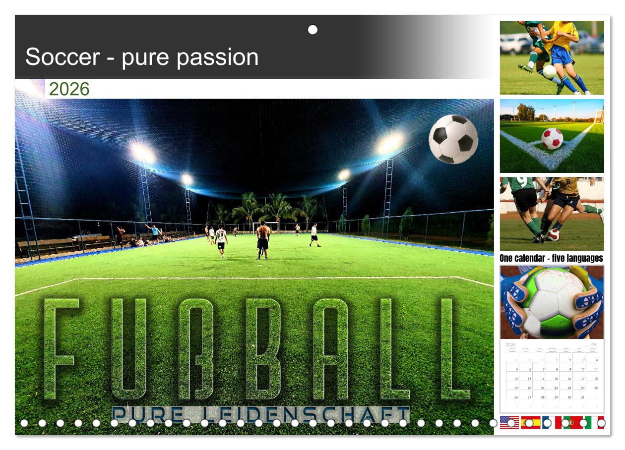 Soccer - pure passion (Monthly Wall Calendar 2026 16.5 x 23.4 (open ...