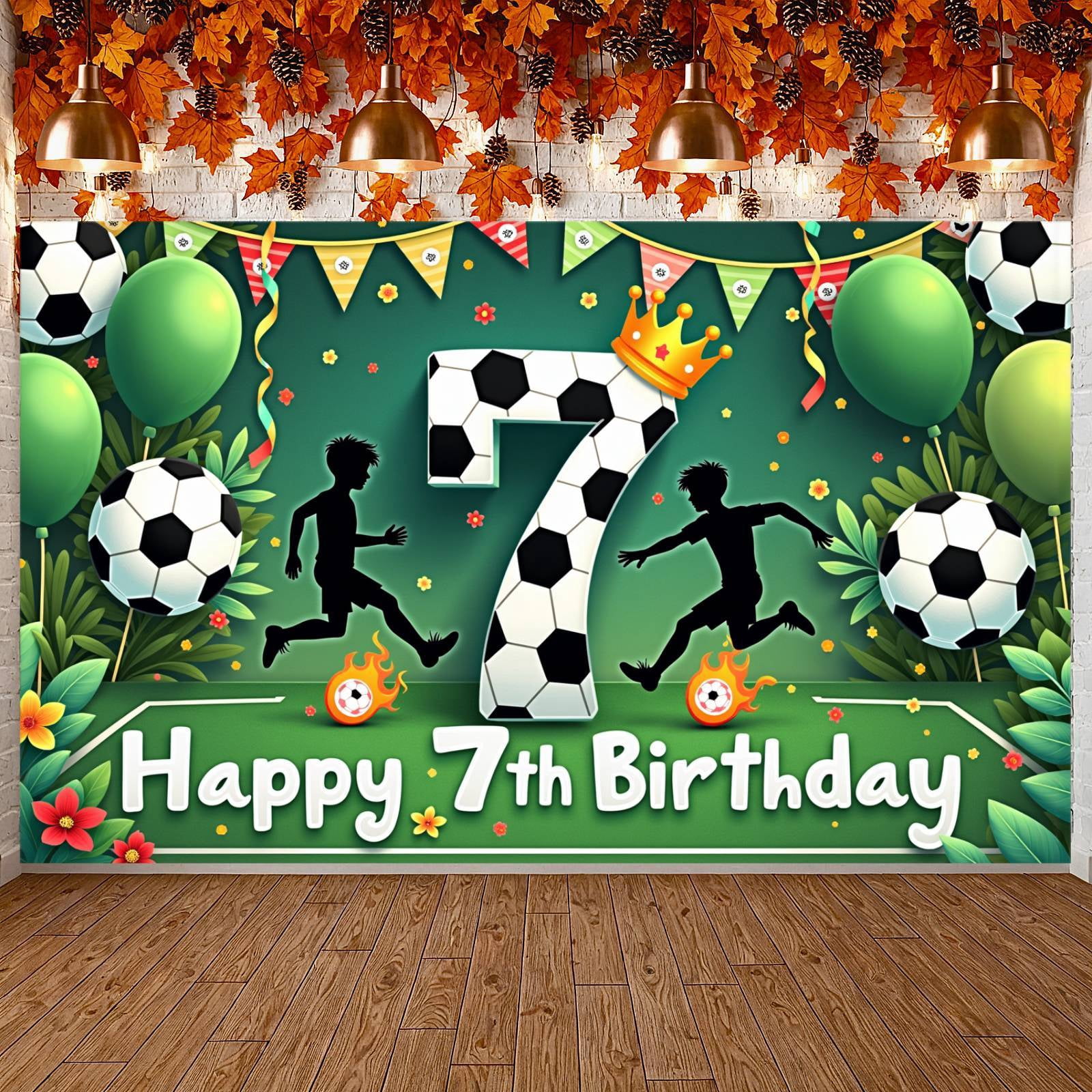 Soccer-themed Soccer Birthday Banner Number 7 7th Birthday Display Kids ...