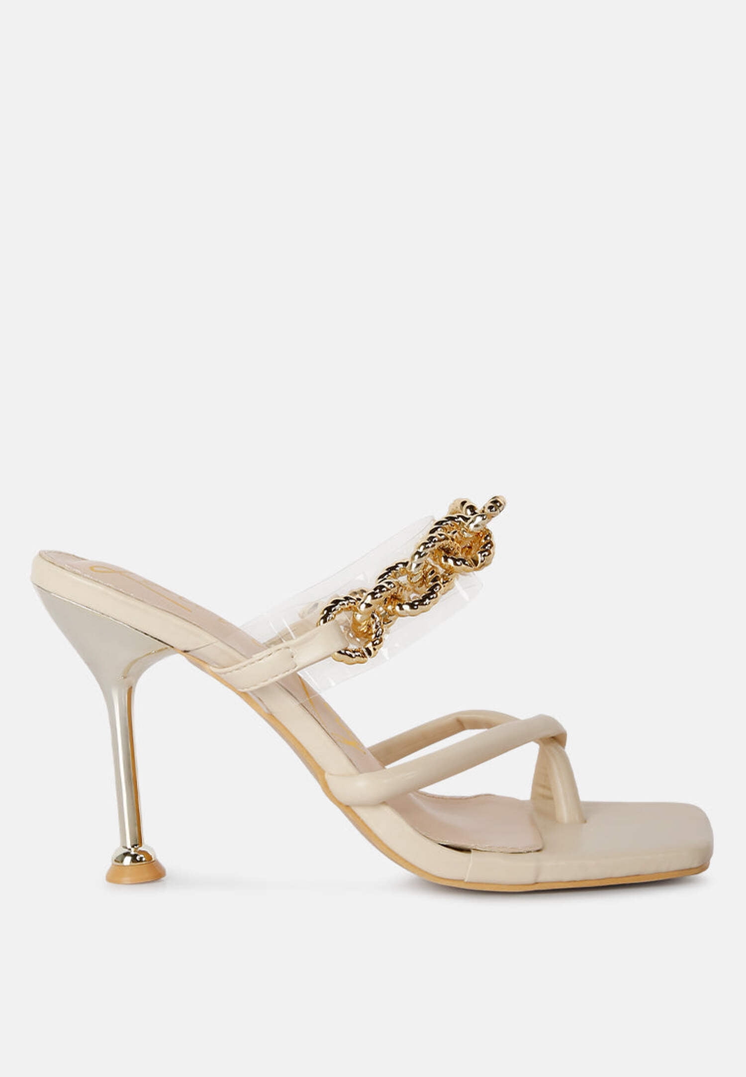 Social Bee Link Chain Embellished Heel Sandals - Walmart.com