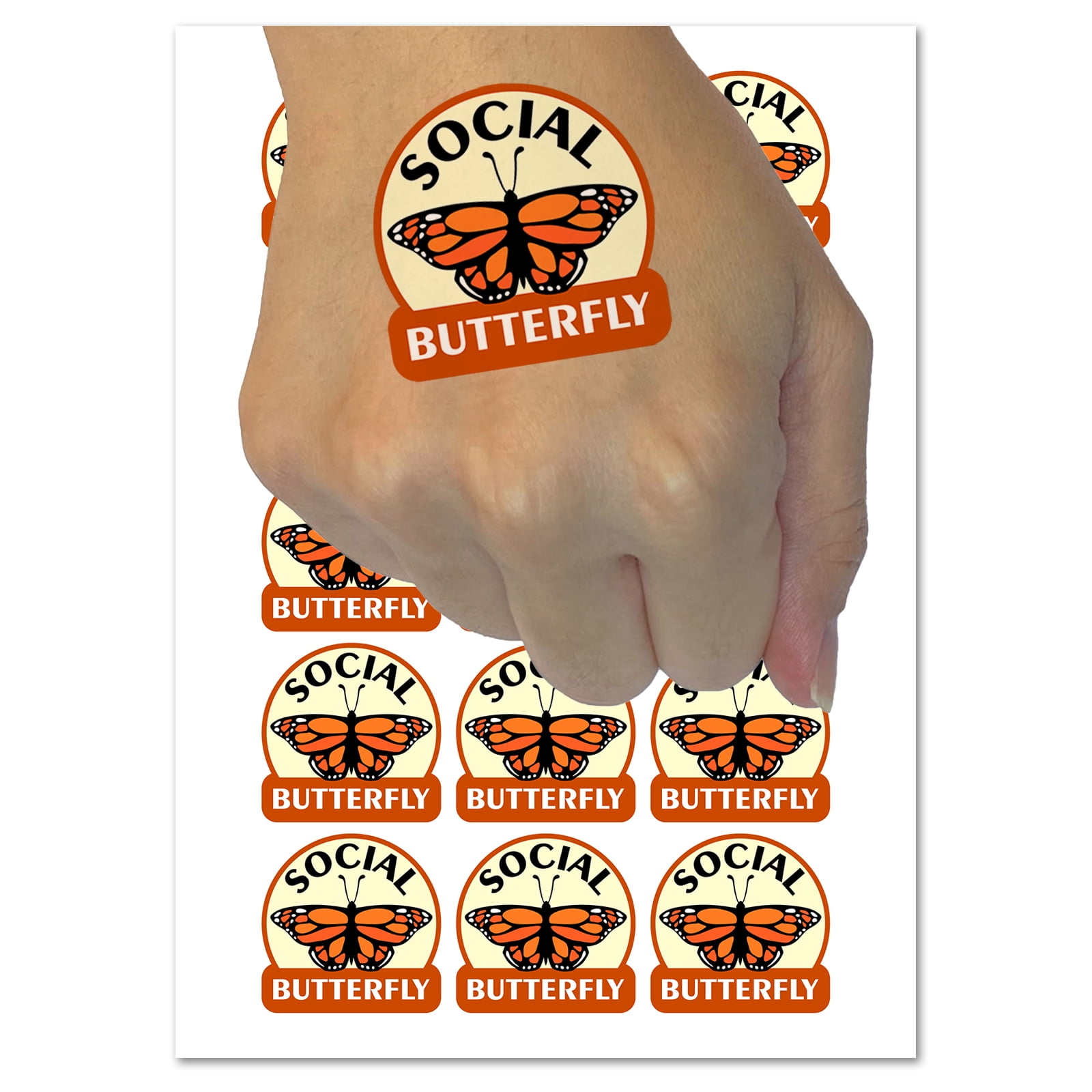 Social Butterfly Extrovert Water Resistant Temporary Tattoo Set Fake ...