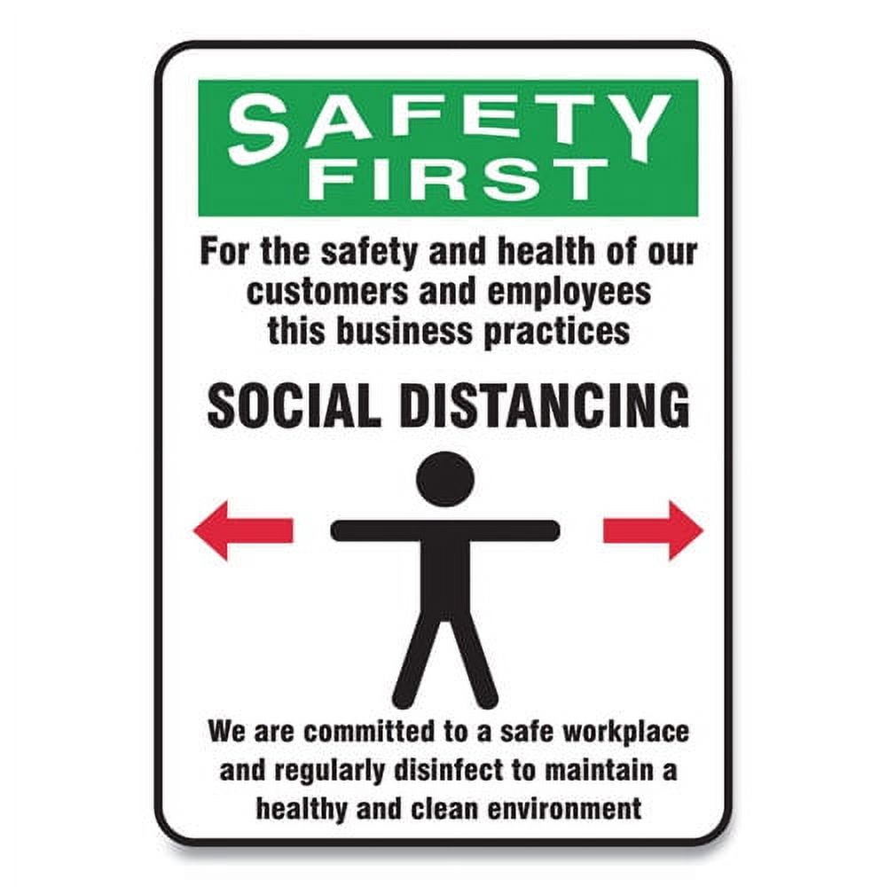 Social Distance Signs, Wall, 7 X 10, Customers And Employees Distancing ...