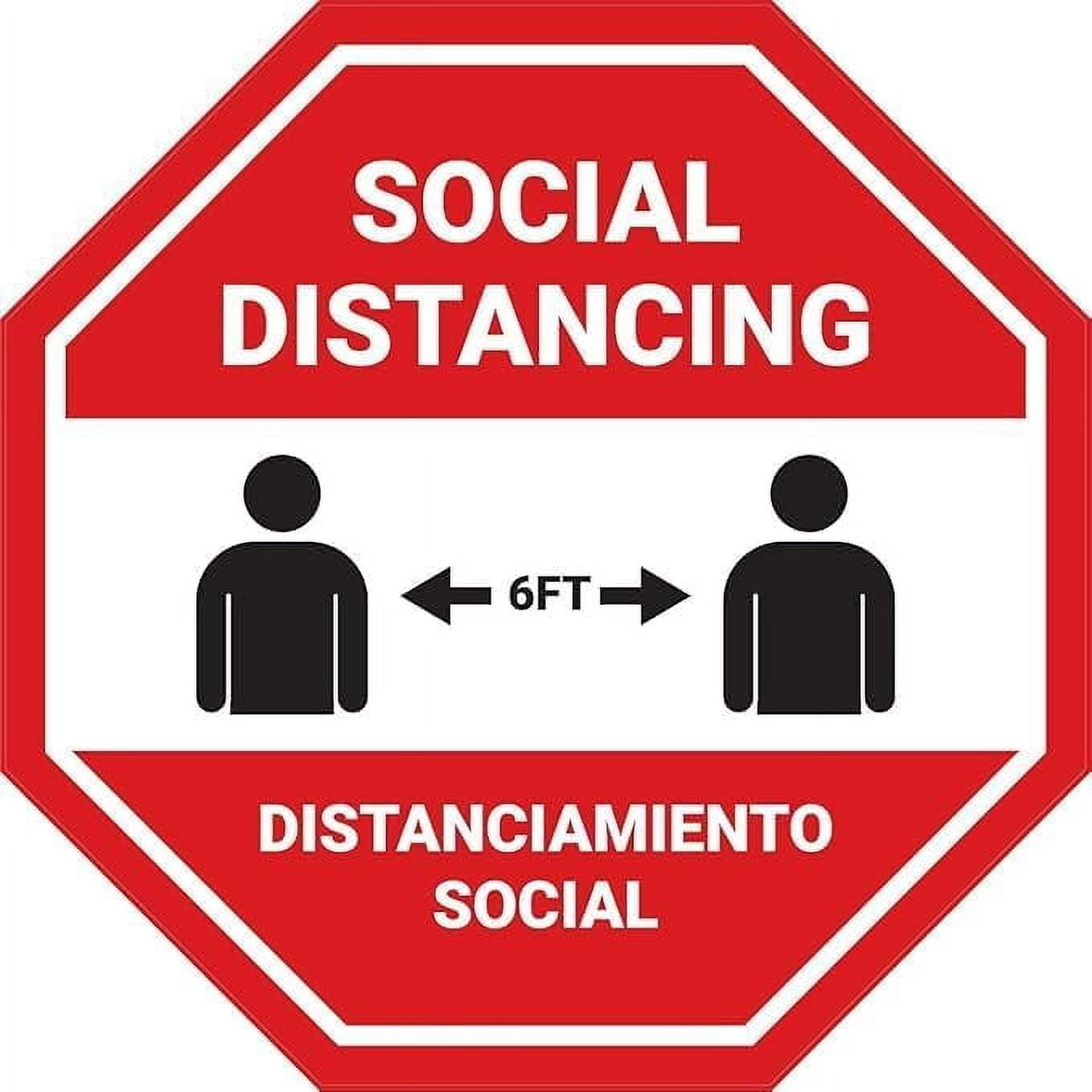 Social Distancing Bilingual Spanish with Icon Stop Metal Tin Sign for ...