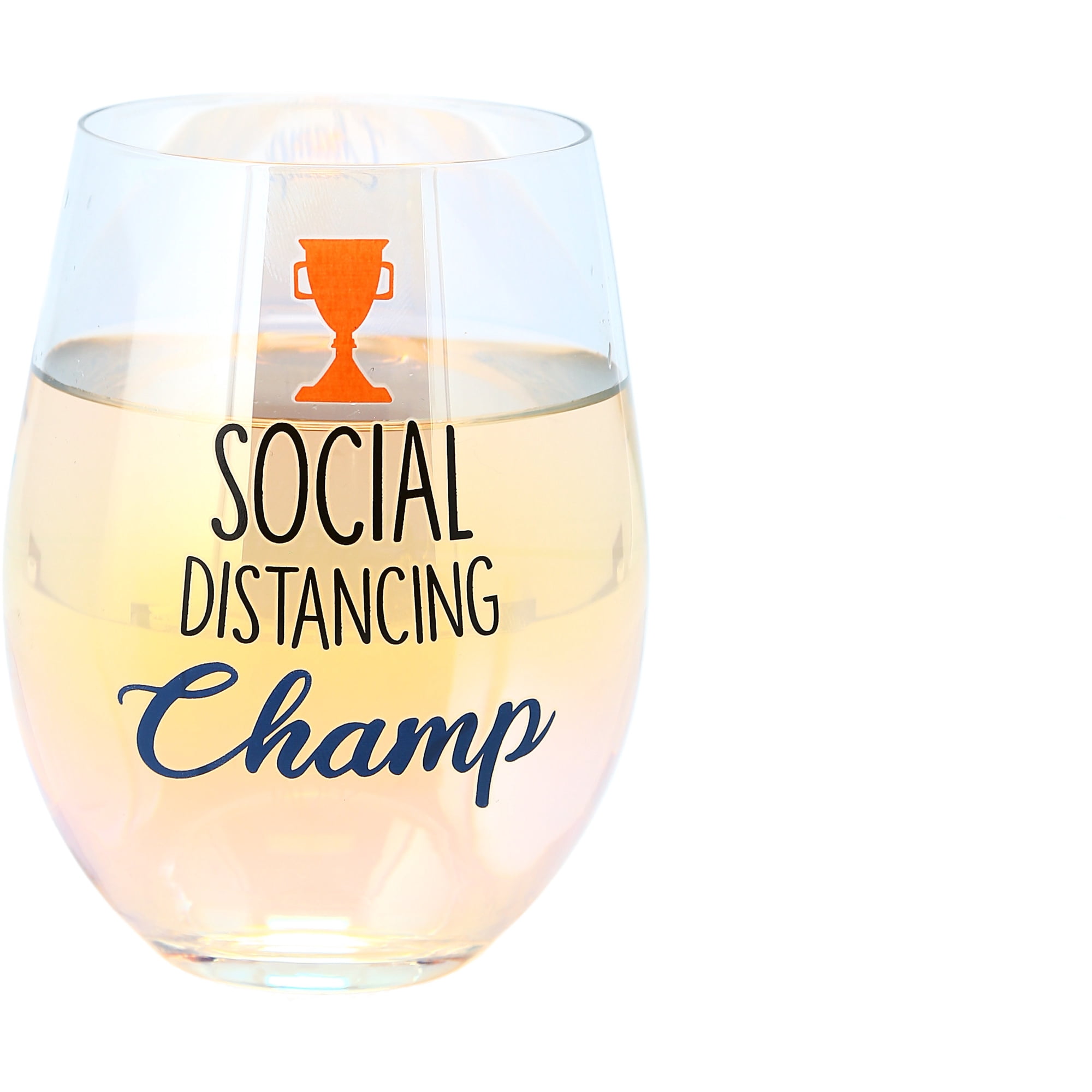 Pavilion Gift Company - Social Distancing Champ - 18 oz Stemless Wine ...
