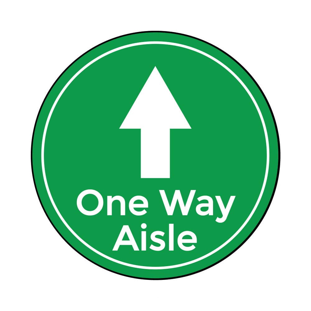 Social Distancing Floor Signs - Green One Way Aisle Design - 12 Inch ...