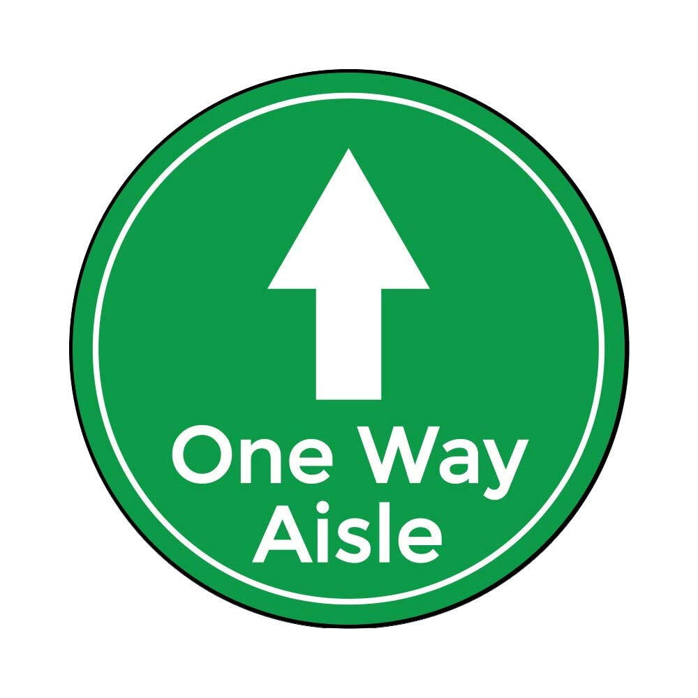 Social Distancing Floor Signs - Green One Way Aisle Design - 12 Inch ...