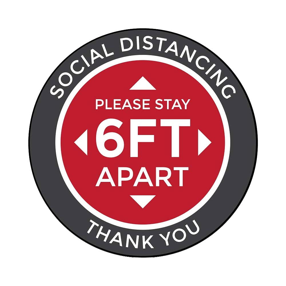 Social Distancing Floor Signs - Red/Gray Stay 6 FT Apart Design - 12 ...
