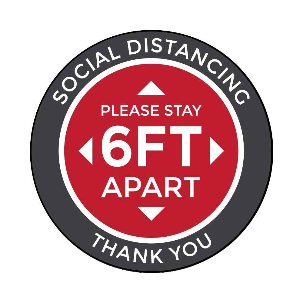 Social Distancing Floor Signs - Red/Gray Stay 6 FT Apart Design - 12 ...