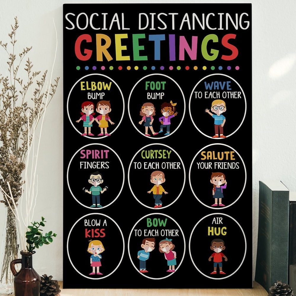 Social Distancing Greetings Classroom Poster, Back To School Gift ...