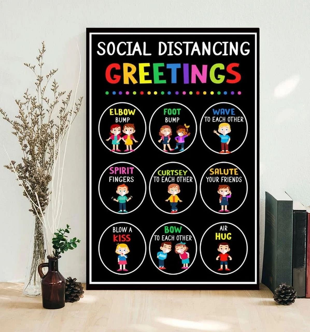 Social Distancing Greetings Teacher Poster Home Decor, Vintage Art ...