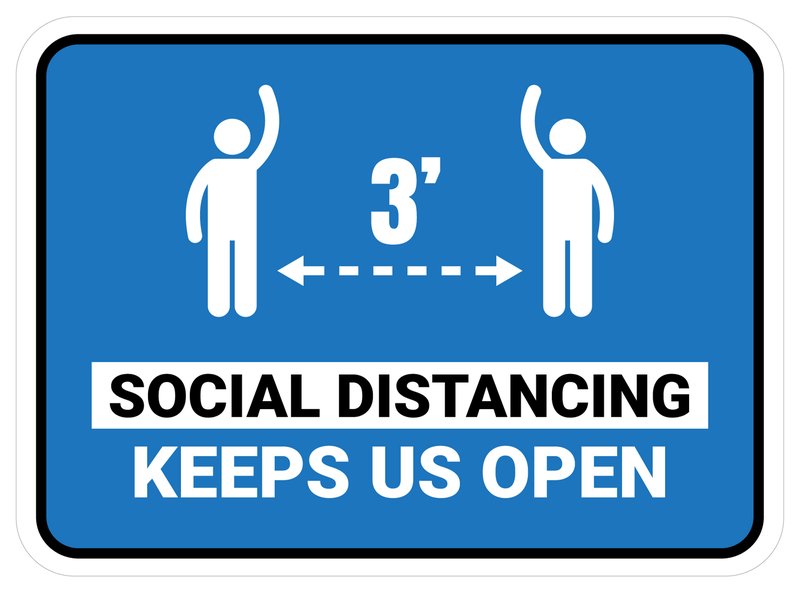 Social Distancing Keeps Us Open Blue 3Ft Sign Safety Restriction Alert ...