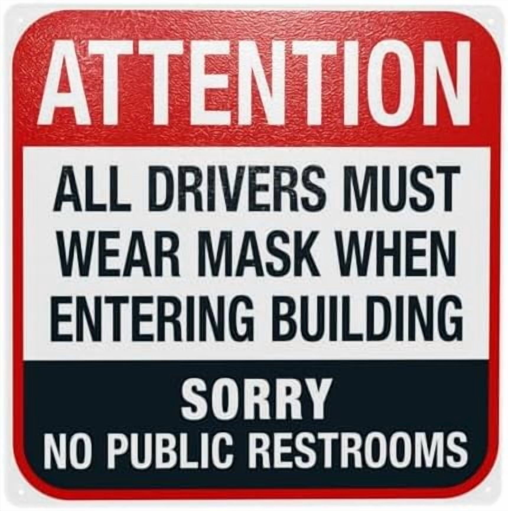 Social Distancing Sign, All Drivers Must Wear Mask, No Public Restrooms ...