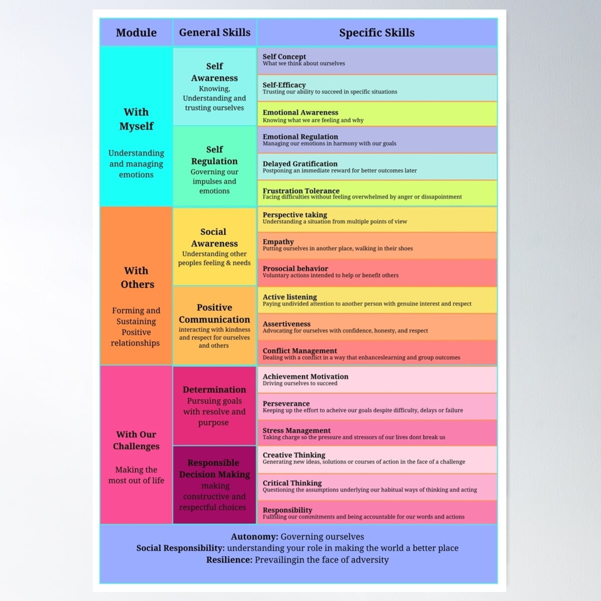 Social Emotional Learning Flow Chart Of Skills Poster Wall Art, Modern ...