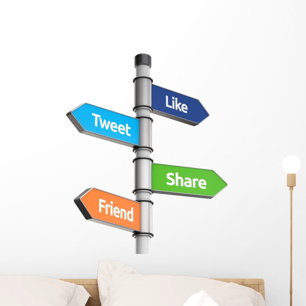 Social Media Signpost for Wall Decal by Wallmonkeys Peel and Stick ...