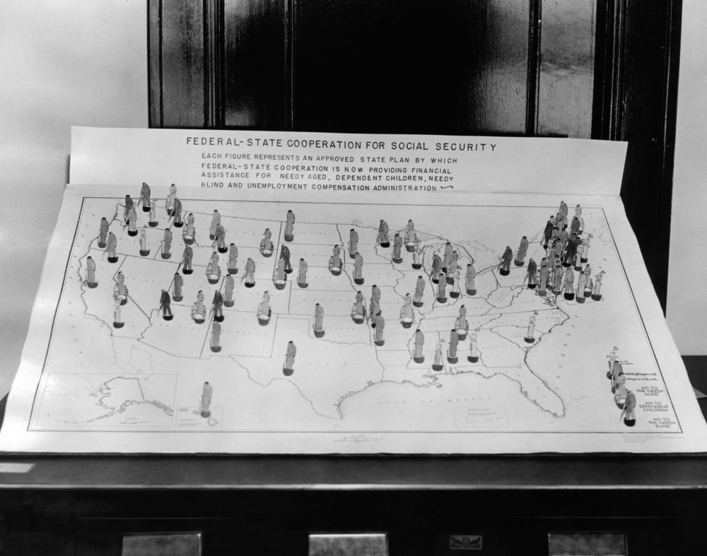 Social Security Board Ready To Operate. 1936 Map Shows Figures ...