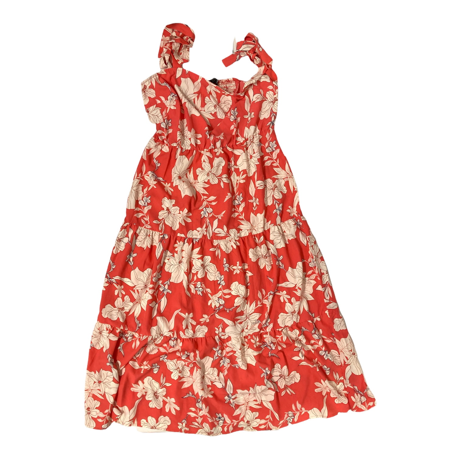 Social Standard Women's 3 Tier Smocked Back Tied Maxi Sundress (Coral ...