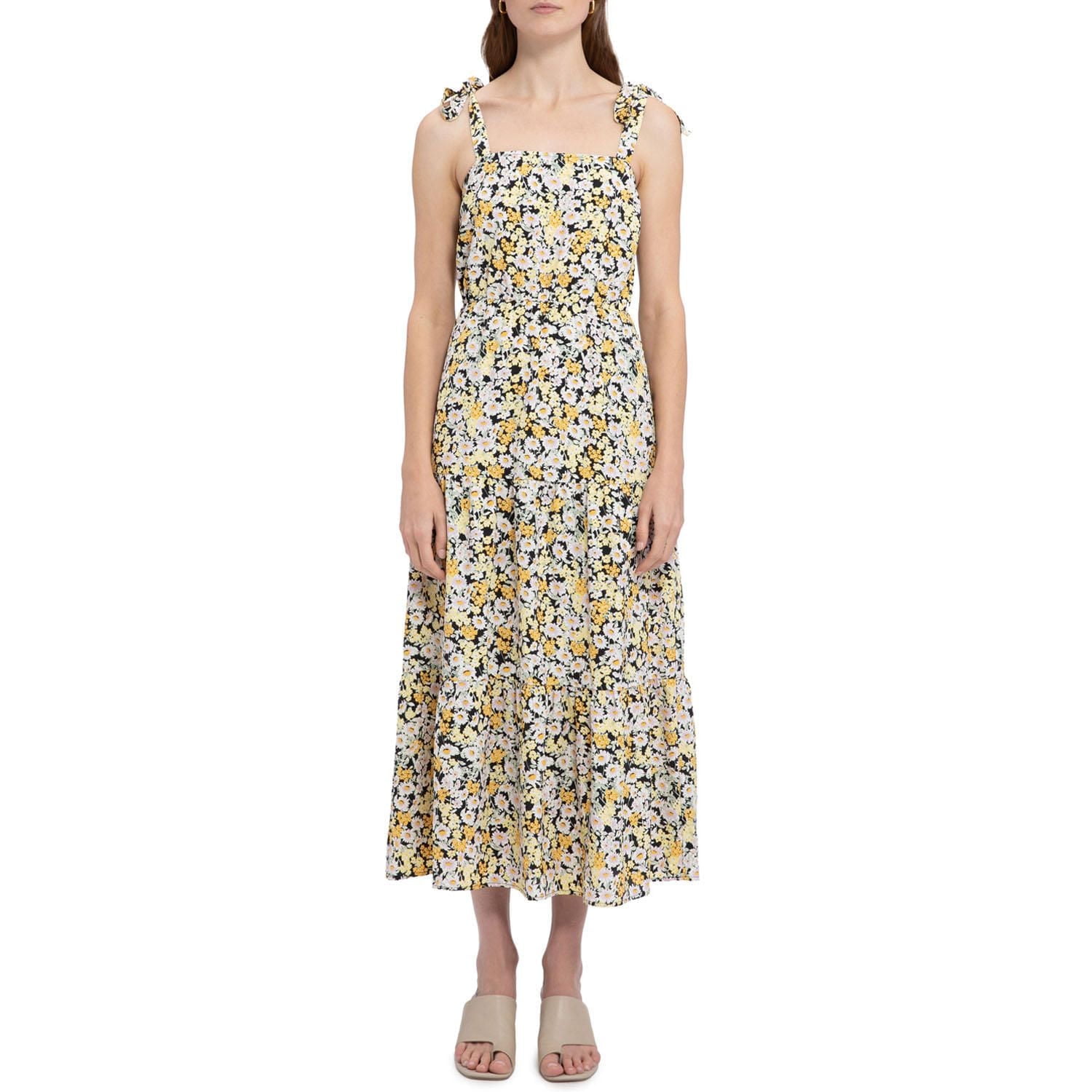 Social Standard Women's 3 Tier Smocked Back Tied Maxi Sundress (Floral ...