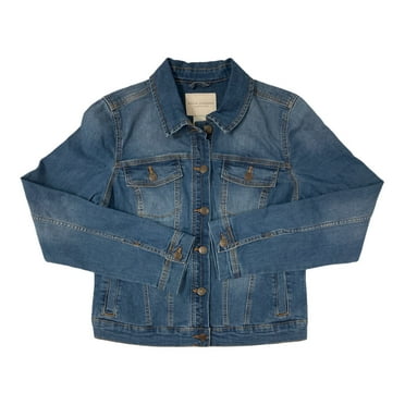Women's Basic Button Down Stretch Fitted Long Sleeves Denim Jean Jacket ...