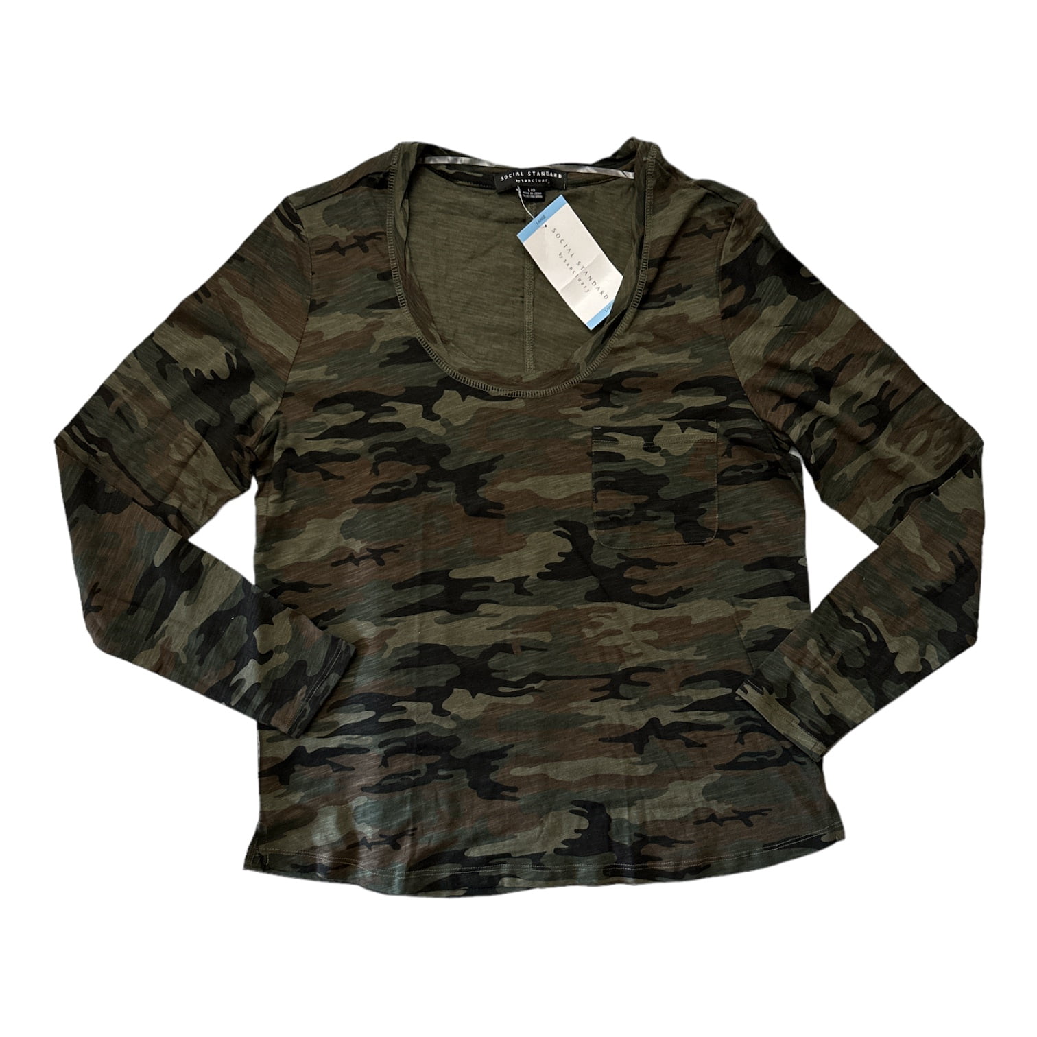 Social Standard by Sanctuary Women's Dylan Scoop Neck Tee (Mother Nature Camo, XL) - Walmart.com