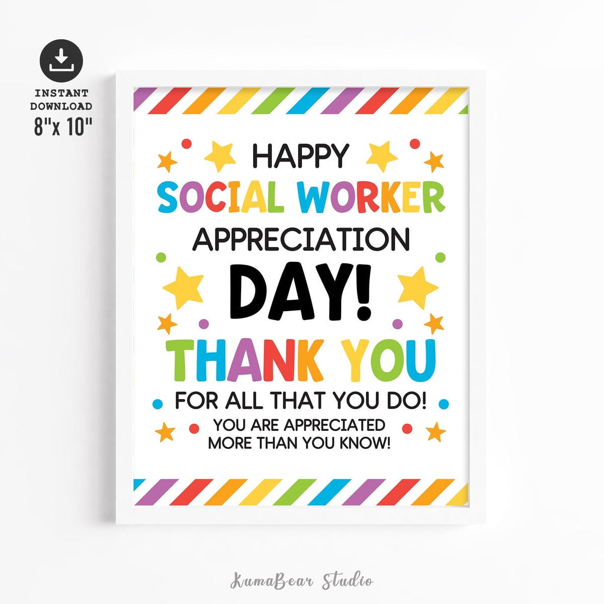 Social Worker Appreciation Day Sign Printable, Social Work Day Poster ...