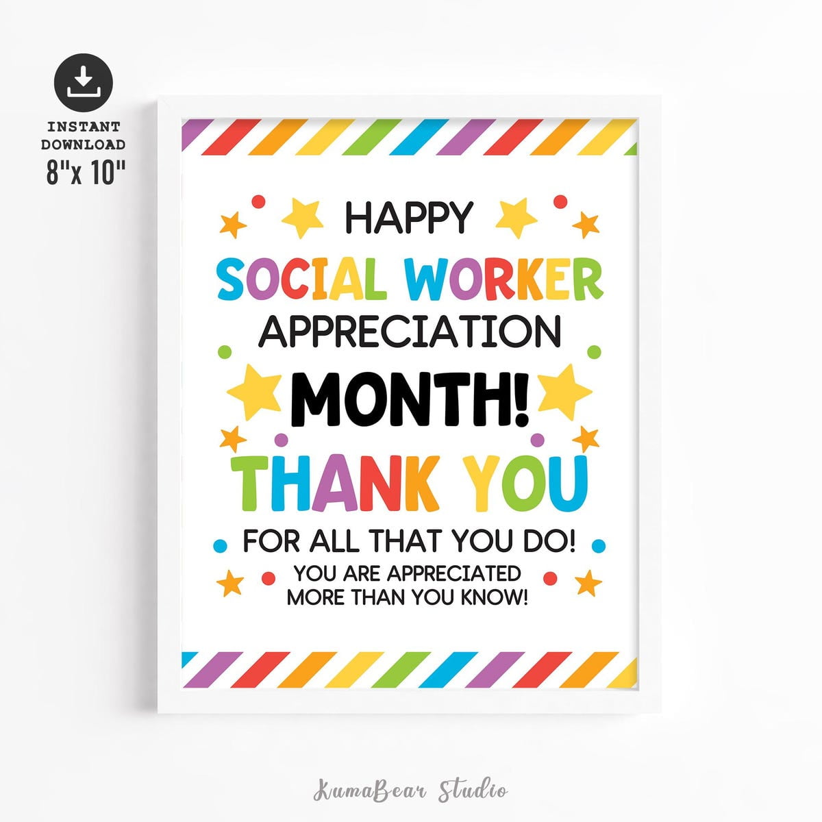 Social Worker Appreciation Month Sign Printable, Social Work Month ...