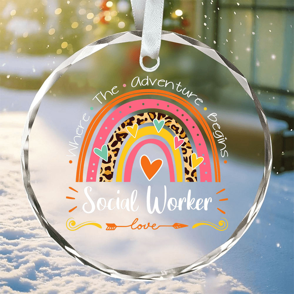 Social Worker Boho Rainbow Leopard School Social Work Ornament Home ...