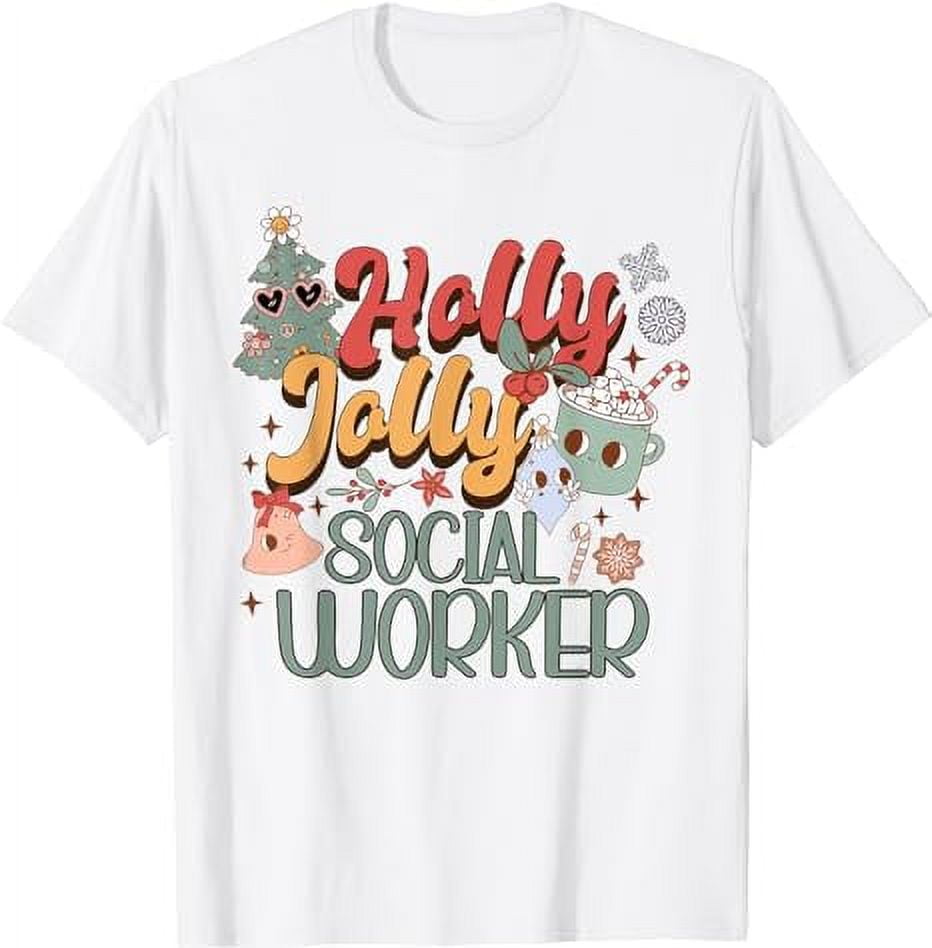 Social Worker Christmas Groovy Retro Aesthetic LCSW T-Shirt - Walmart.com