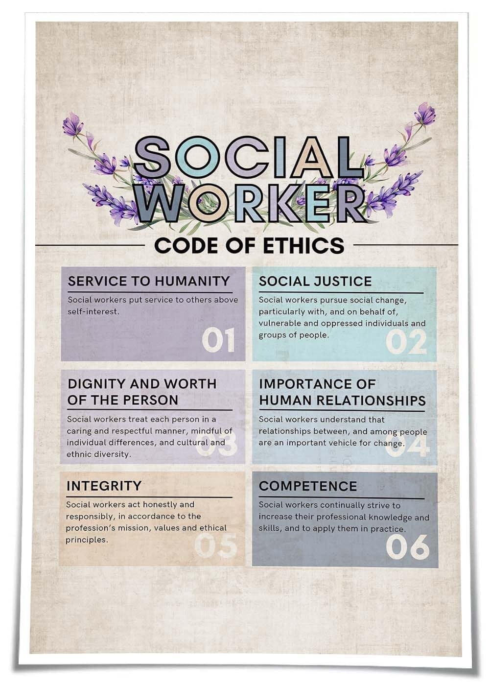 Social Worker Code of Ethics Poster Nature Kitchen Artwork Decorative ...
