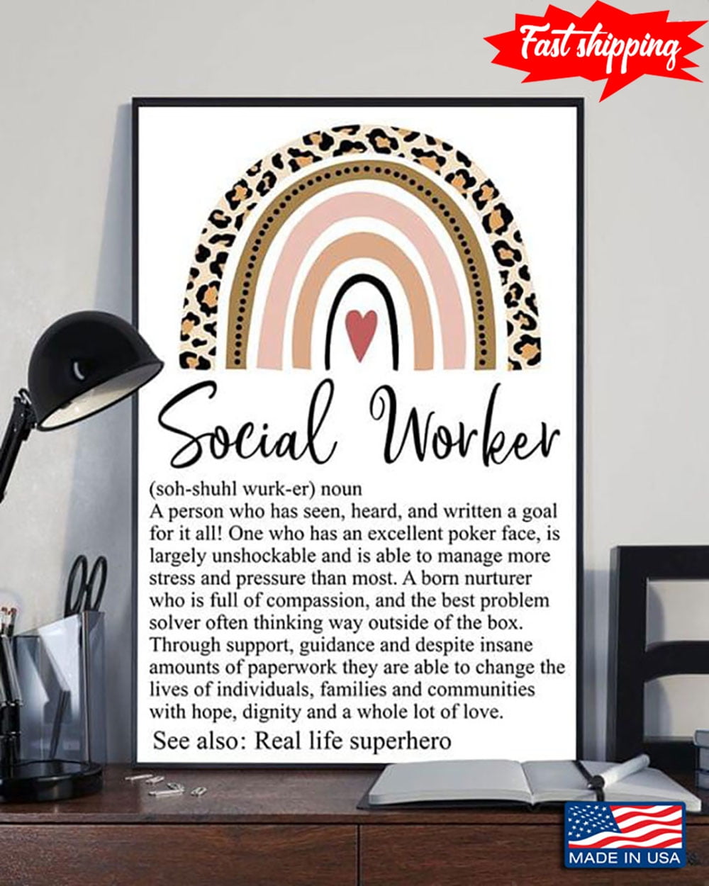 Social Worker Definition Noun See Also Real Life Superhero 16 x 24 Inch ...