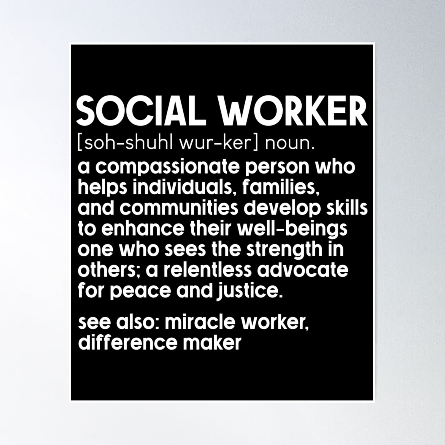 Social Worker Definition Social Work Profession Poster Wall Art, Modern ...