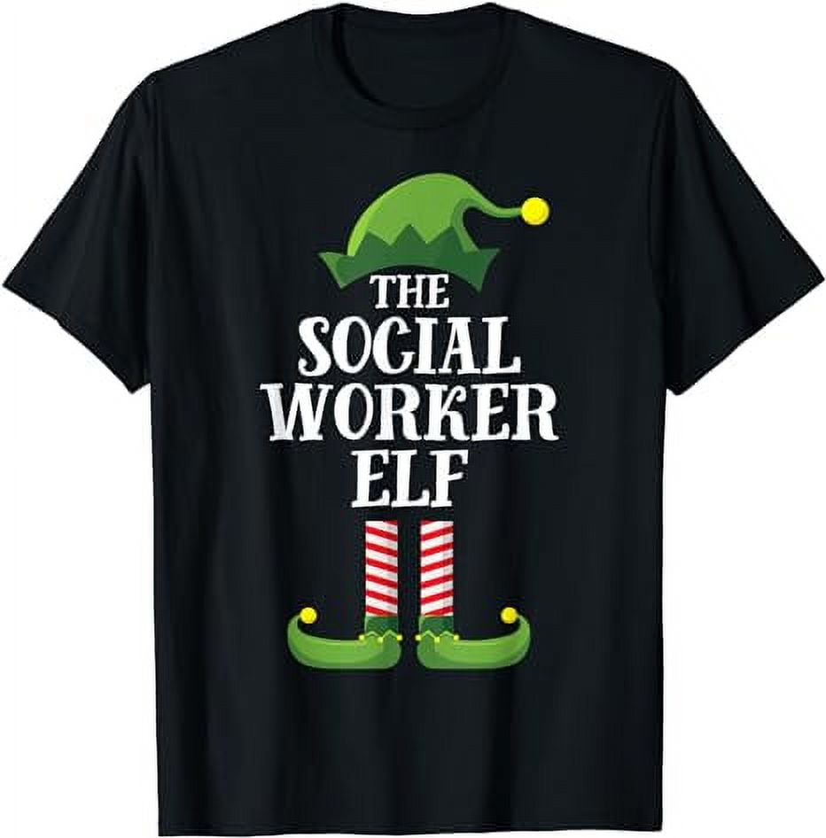 Social Worker Elf Matching Family Group Christmas Party T-Shirt ...