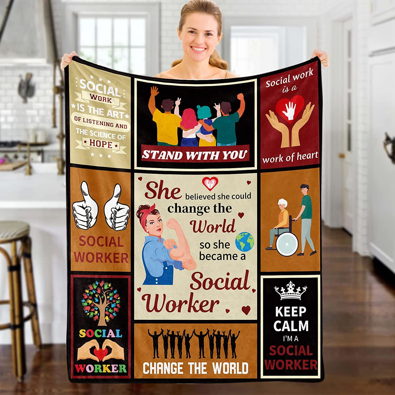 Social Worker Gifts for Women Men Cozy Social Worker Throw Blanket Soft ...
