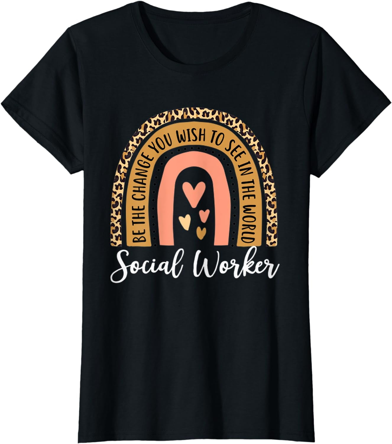 Social Worker Leopard Rainbow Funny Work Love T Shirt