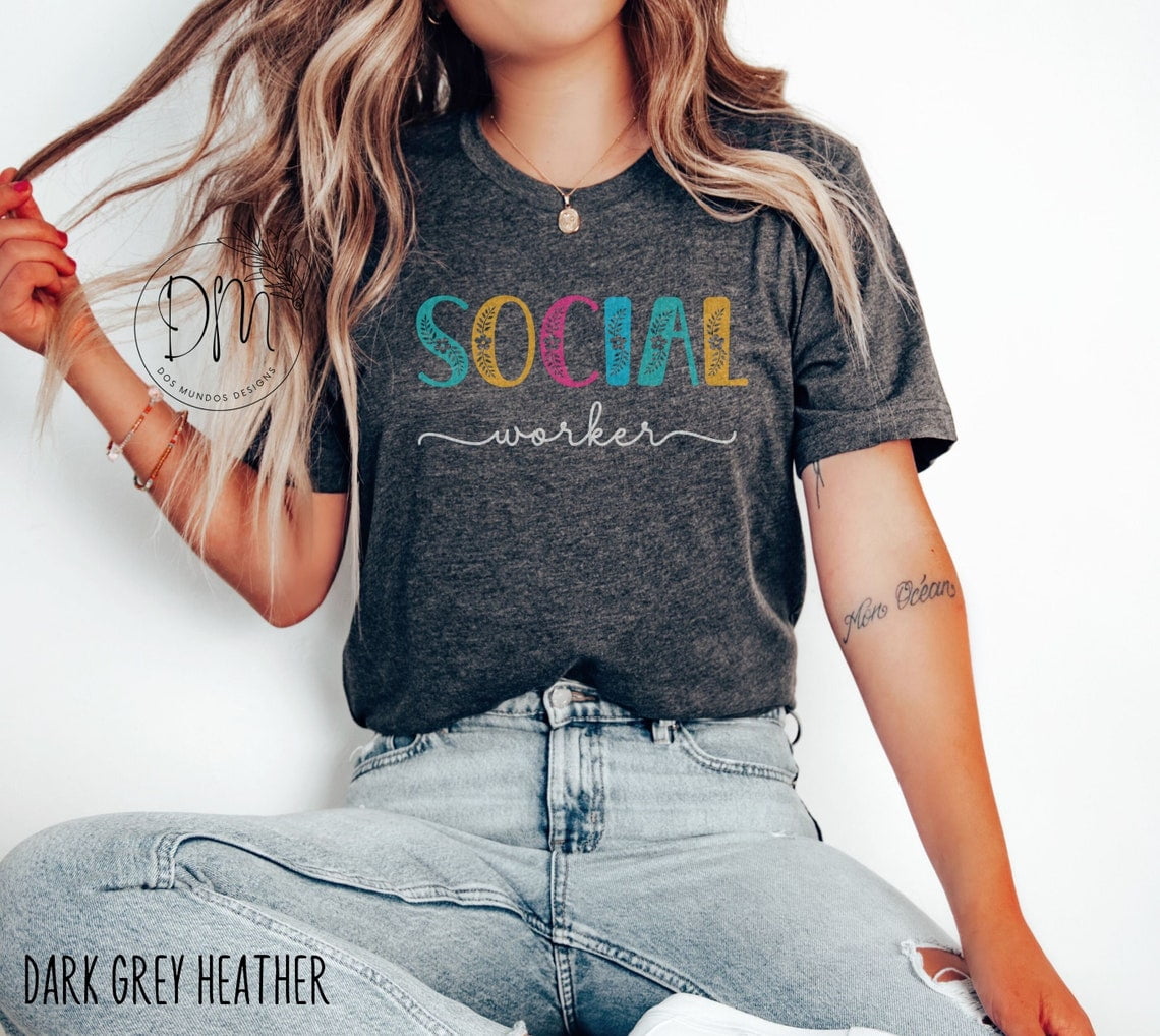 Social Worker Shirt, Floral Social Worker Tshirt Lcsw Shirt School ...