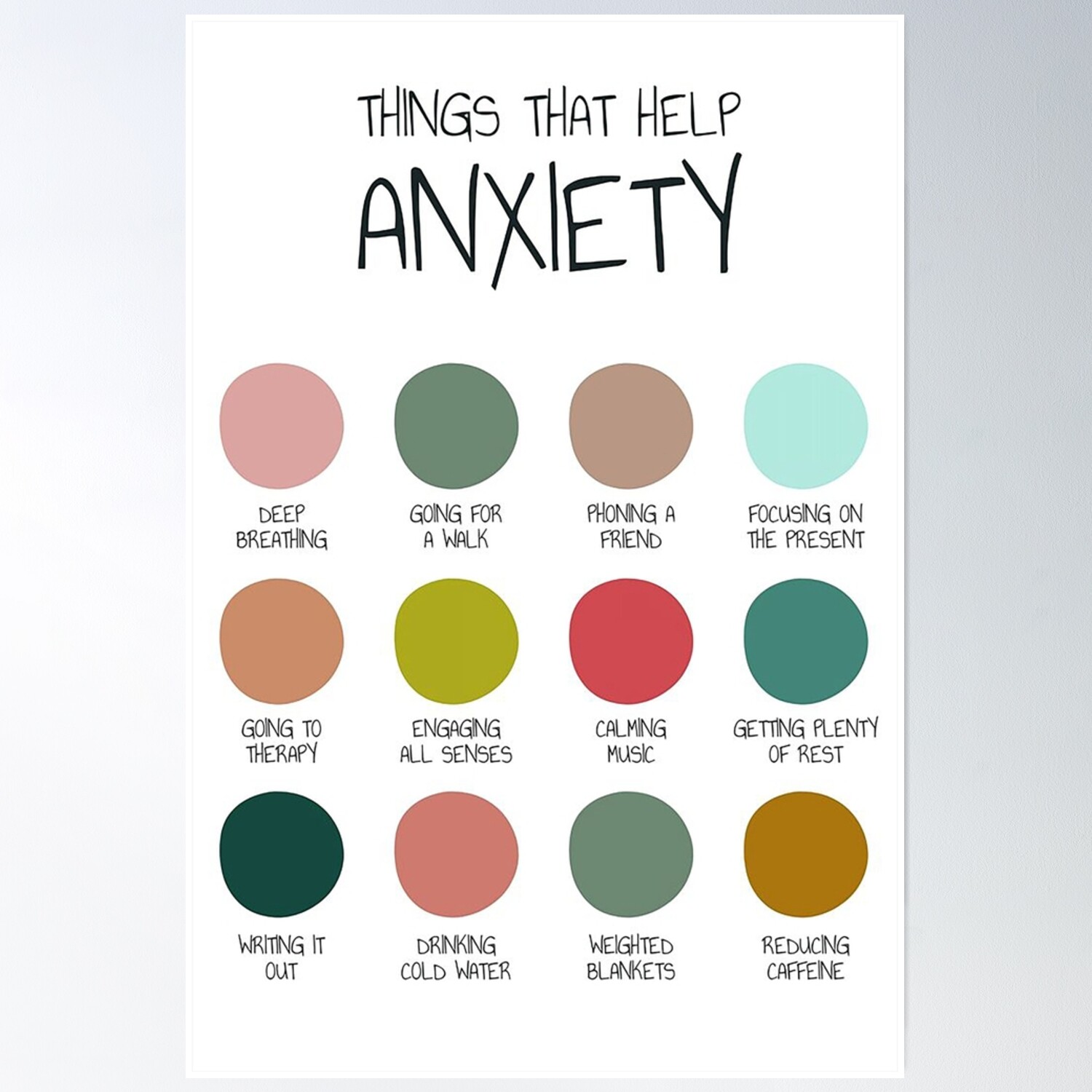 Social Worker Things That Help Anxiety Poster Wall Art, Modern Wall ...