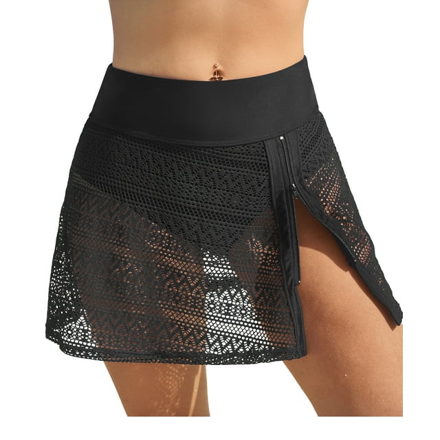 Sociala Crochet Swim Skirts For Women Split Bath Suit Swim Bottoms With