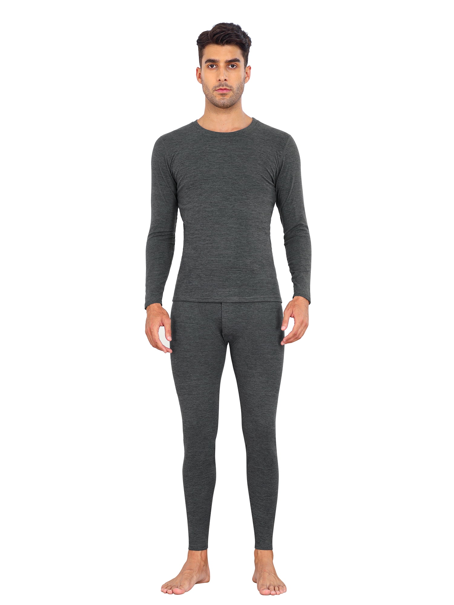 Sociala Double Layer Thermal Underwear Set For Men Crew Neck Slim Fit ...