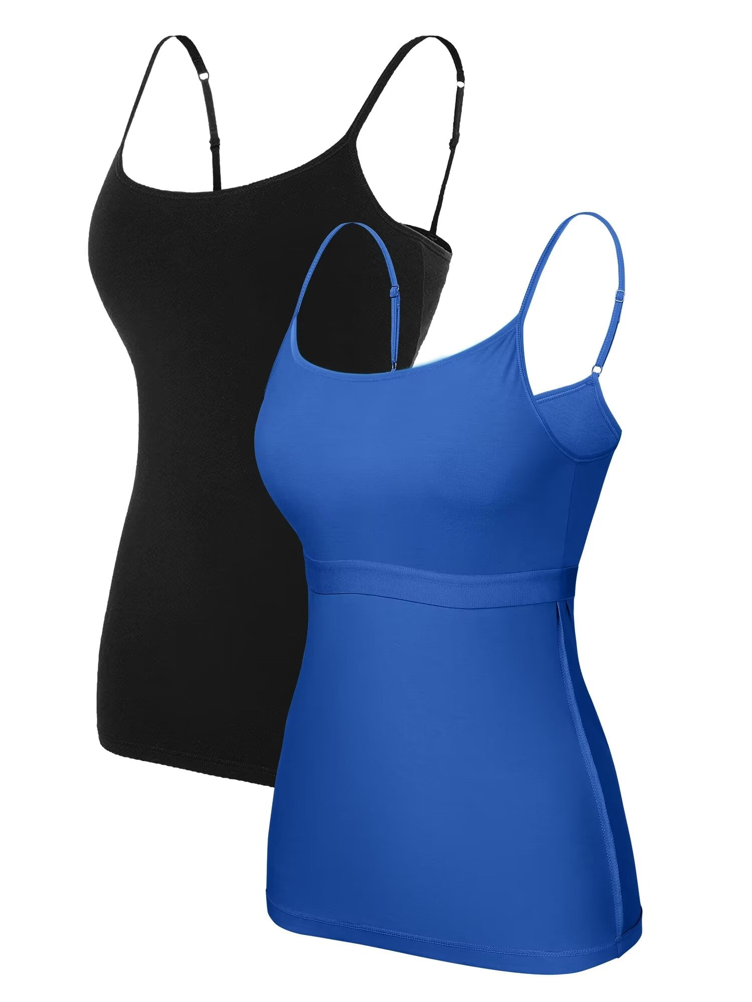 Sociala Pack of 2 Women's Cotton Tank Top with Shelf Bra Undershirt ...