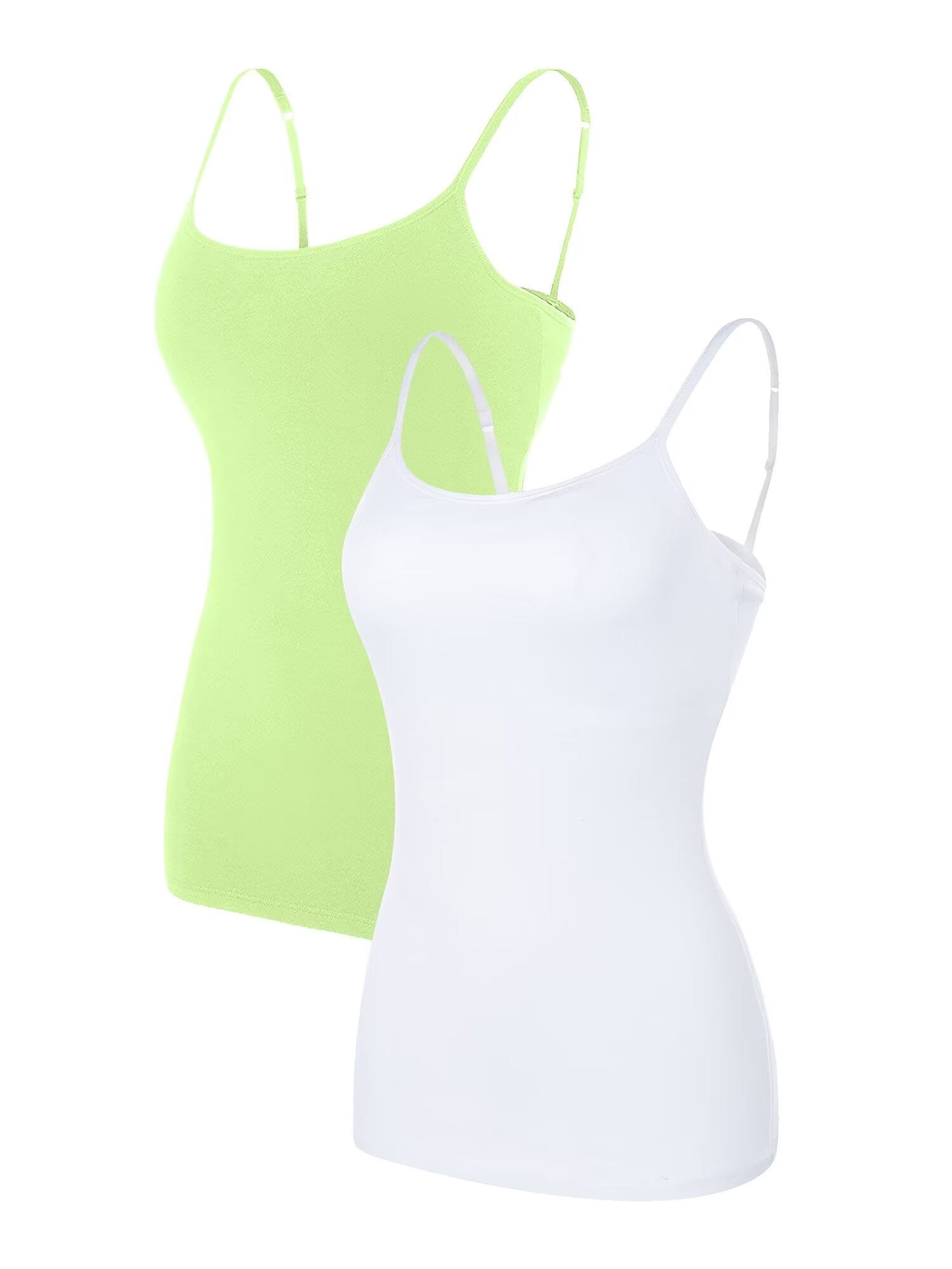 Sociala Pack of 2 Women's Cotton Tank Top with Shelf Bra Undershirt ...