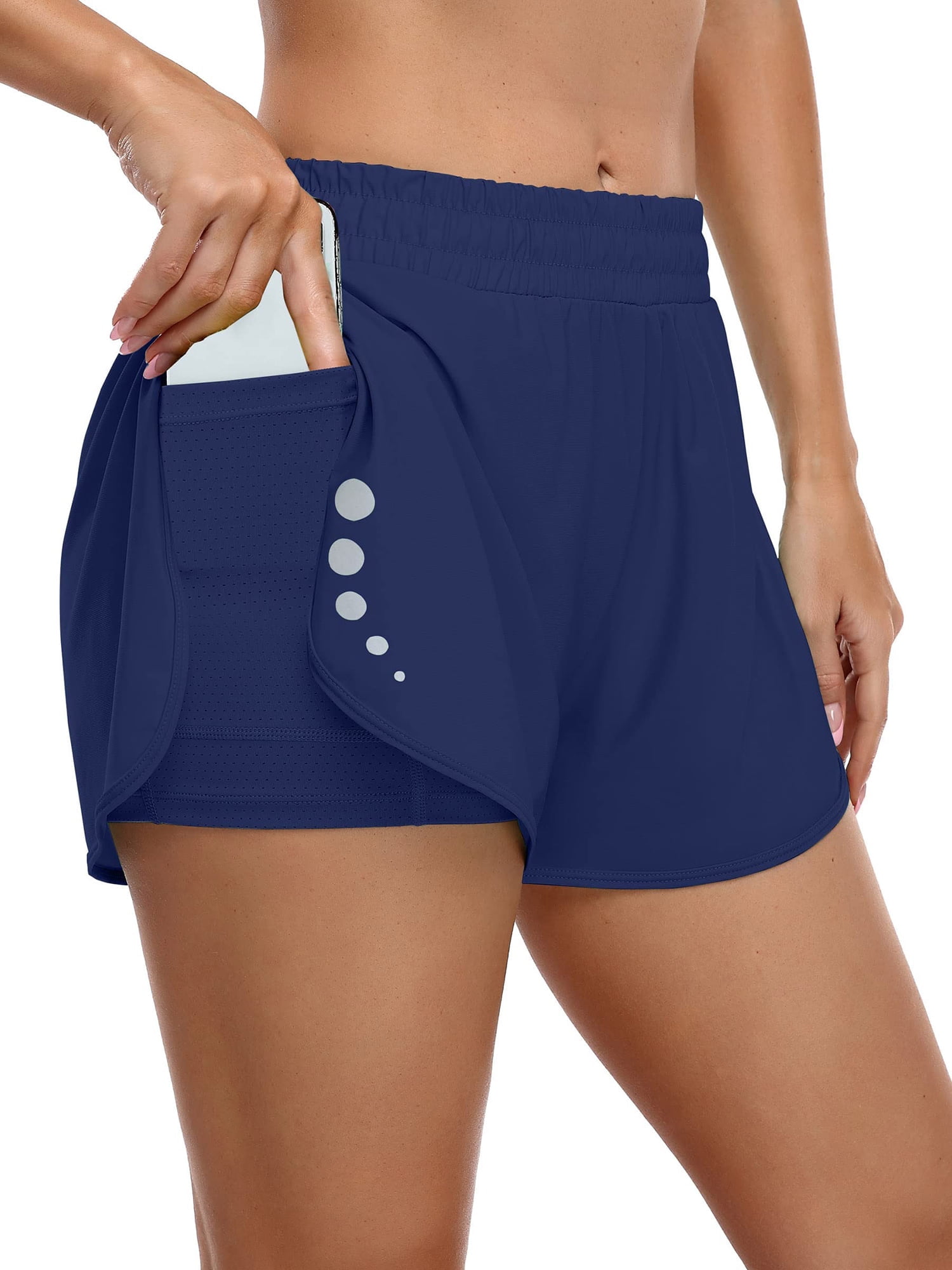 Sociala Women's Double Layered 2 in 1 Running Shorts with Pockets, Bike ...