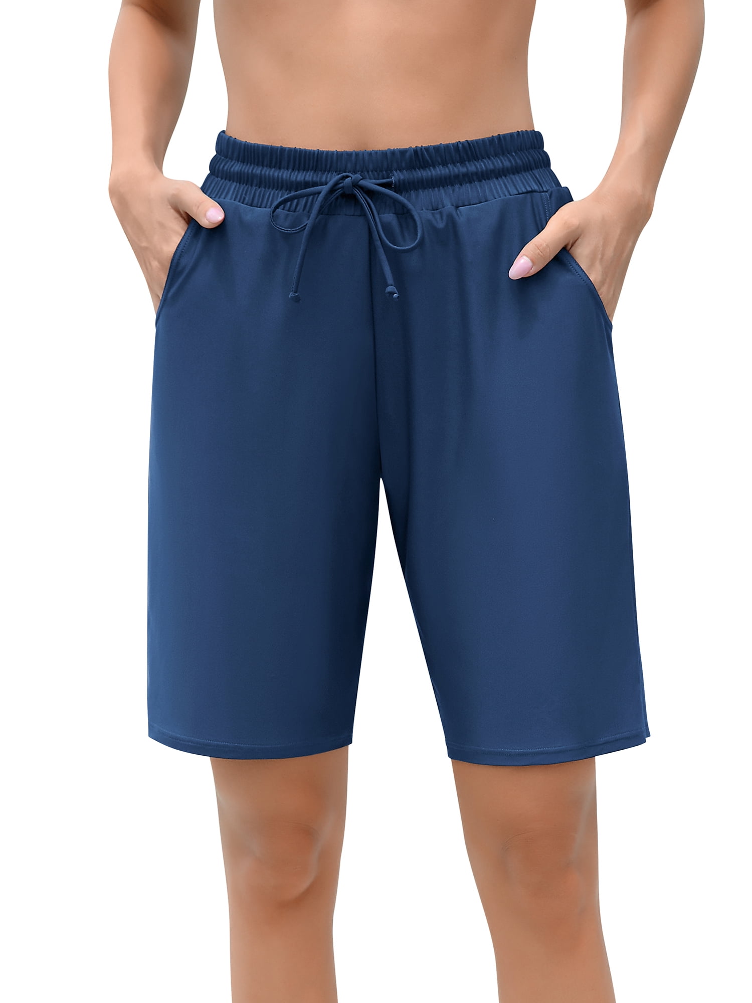 Sociala Women's High Waisted Swim Bottoms Drawstring Bandeau Shorts ...