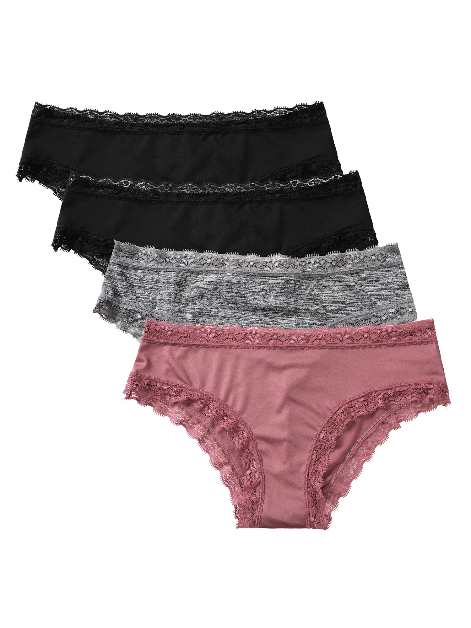 Sociala Women's Hipster Panties Lace Assorted Underwear, 4-Pack ...