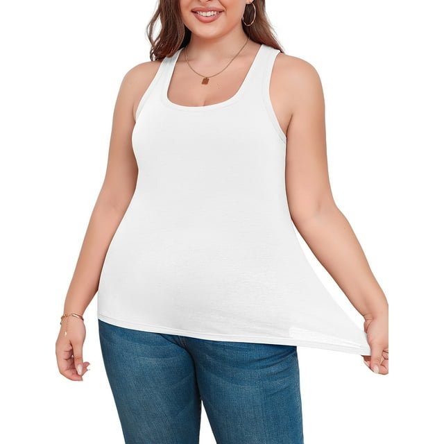 Sociala Womens Large Size Wider Straps Tanks Tops Built-in shelf Bra Basic Cami - Walmart.com