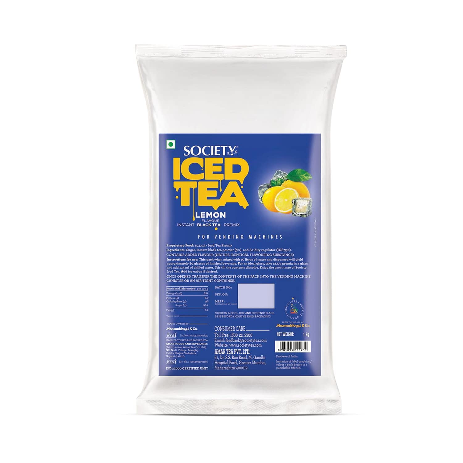 Society Instant Premix Iced Tea - 1 Kg, 35.2 Ounce | Lemon Flavor With ...